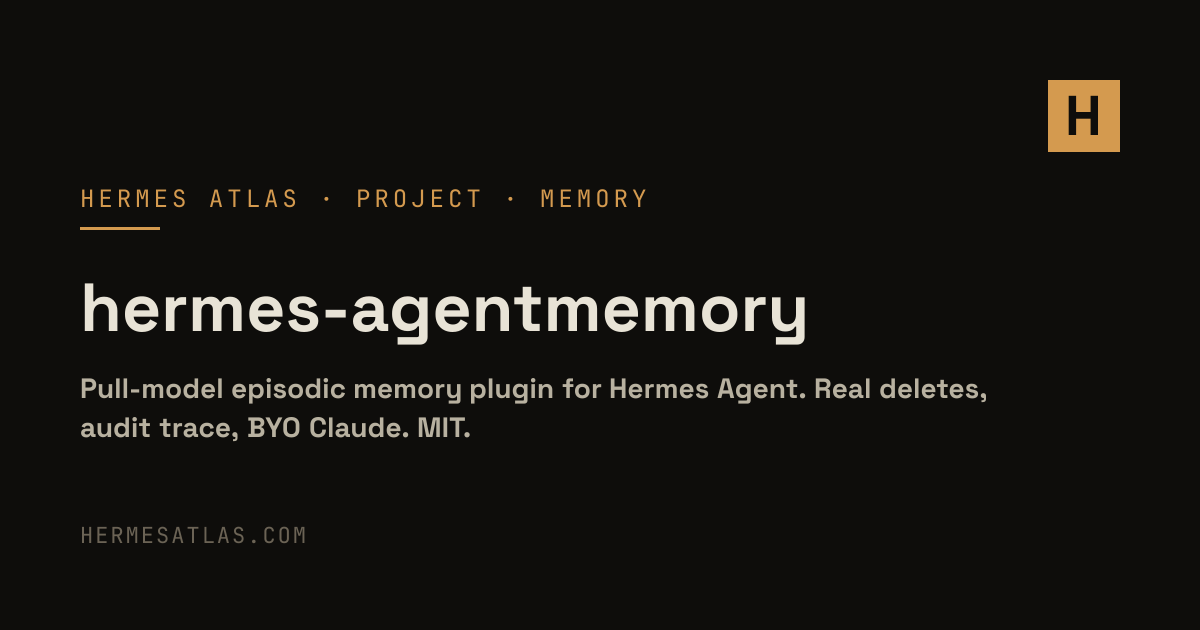 hermes-agentmemory — Hermes Agent Memory & Context | Hermes Atlas